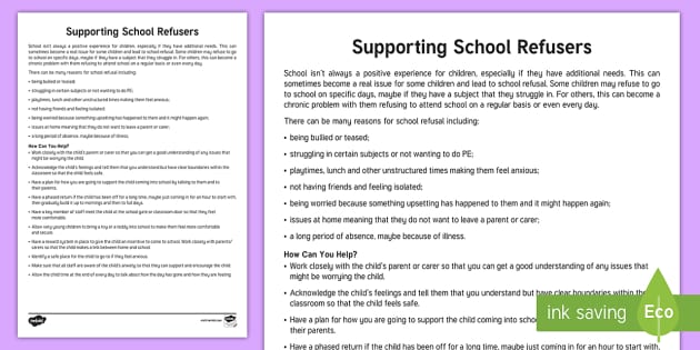 Supporting School Refusers Adult Guidance - SEN - Twinkl