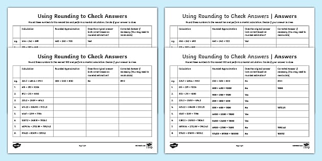 Using Rounding to Check Answers - Twinkl