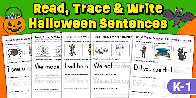 Read, Trace, and Write Halloween Sentences for K-1st Grade