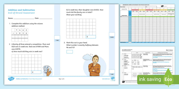 👉 Y4 Addition/Subtraction End-of-Strand Assessment and Tracker