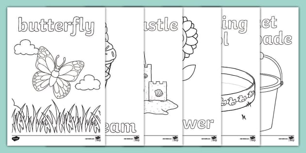 Summer Picture and Word Colouring Sheets | Twinkl - Twinkl