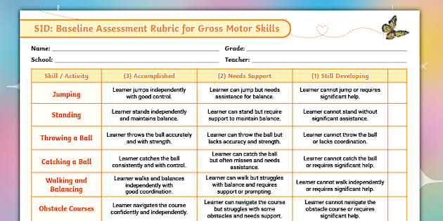 SID: Baseline Assessment Rubric for Gross Motor Skills