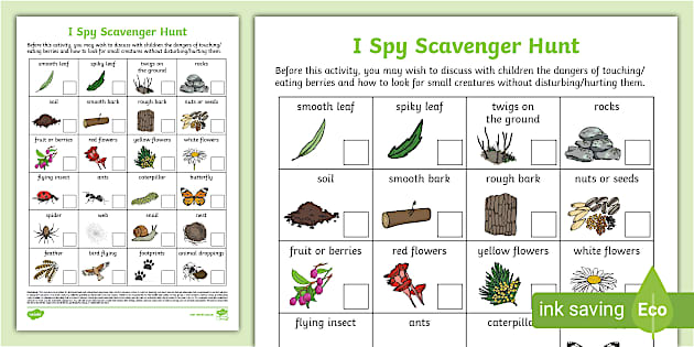 I Spy Scavenger Hunt Checklist