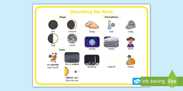 Moon Word Mat - KS1 - Space - Descriptive Writing - Twinkl