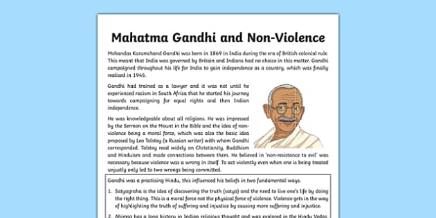 Mahatma Gandhi and Non-Violence Information Sheet