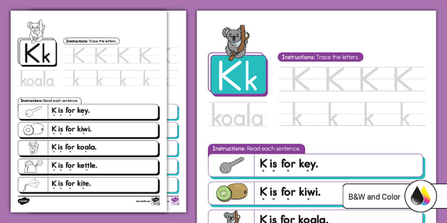 Letter K Fluency Sentences for ELL Alphabet Activity