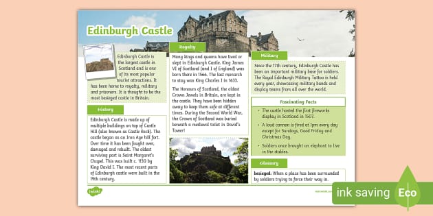 KS2 Edinburgh Castle Fact File (teacher made) - Twinkl