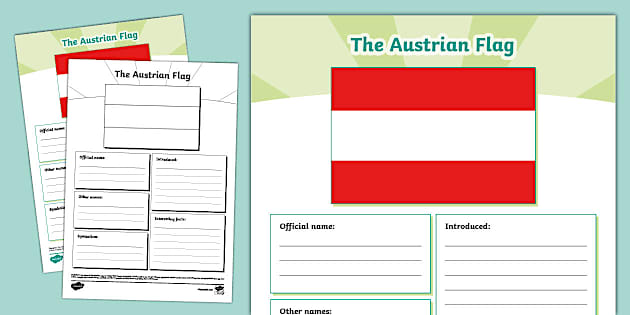 Austria Flag Fact File Template - Geography (teacher made)