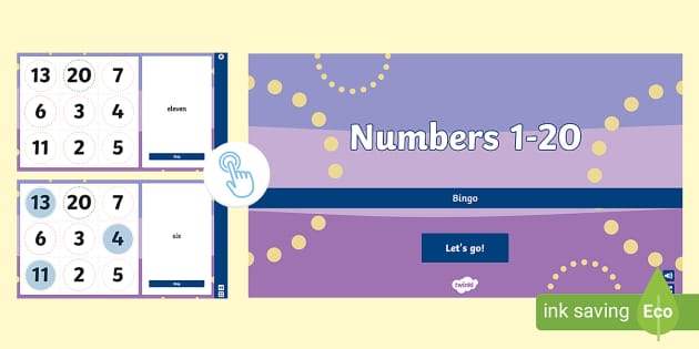 👉 Numbers and Words 1-20 Interactive Bingo - Twinkl