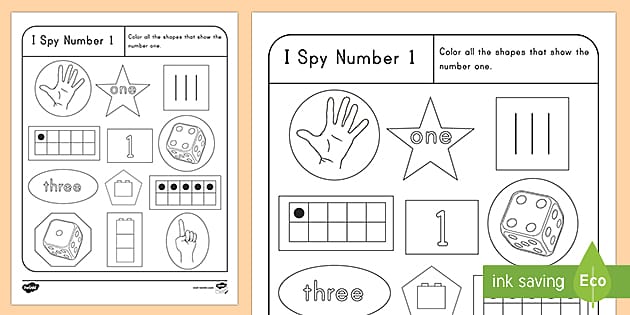 Number Sense I Spy Number 1 Activity (teacher made)