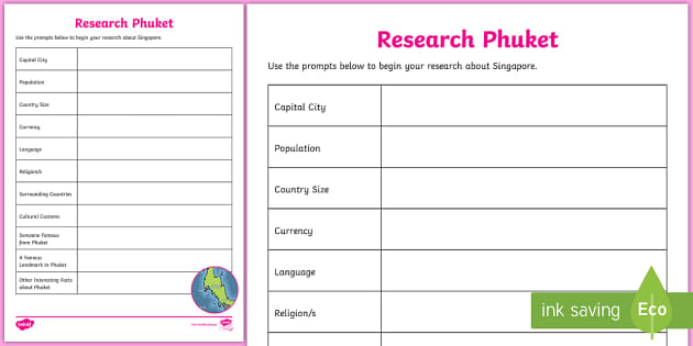 Phuket Research Template Activity (teacher made) - Twinkl