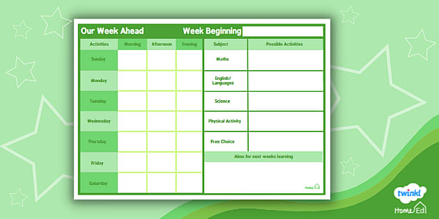 FREE! - Home Educator Weekly Timetable (teacher made)