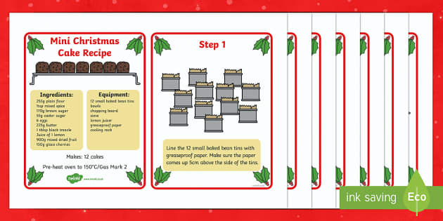 My Christmas Cake Recipe Cards (teacher made) - Twinkl