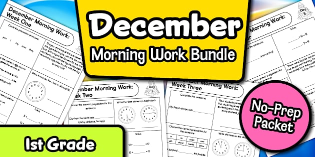 First Grade December Morning Work Bundle (teacher made)