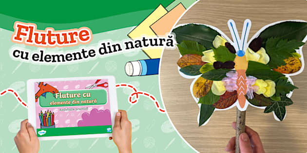 Fluture cu elemente din natură – Activitate practică