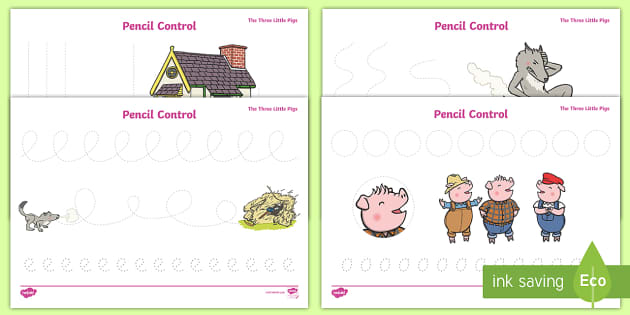 The Three Little Pigs Pencil Control Sheets (teacher made)