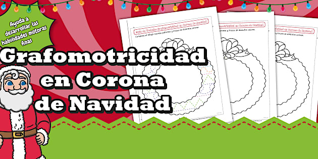 Guía de Trabajo: Grafomotricidad en Corona de Navidad