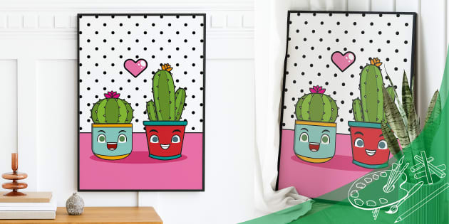 Cute Cactus Couple Poster | Twinkl Art Gallery - Twinkl