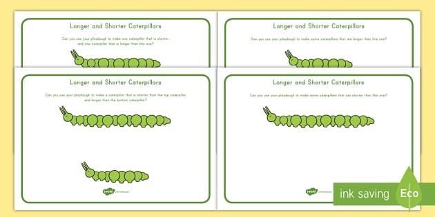 Longer and Shorter Caterpillars Playdough Mats