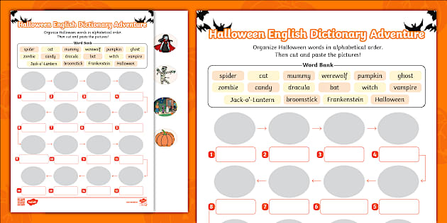 할로윈 자료 ⅼ 영어 자료 ⅼ 할로윈 영어 낱말 사전 순서 나열하기