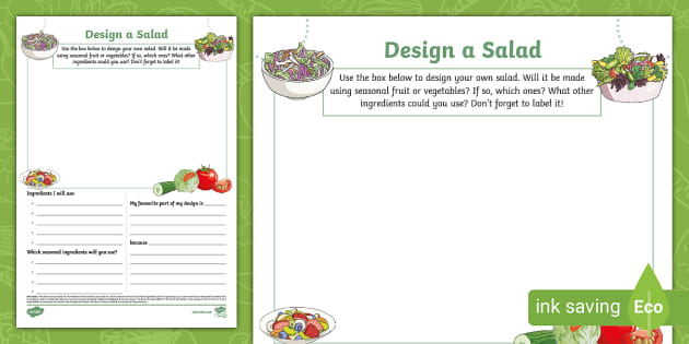 Design a Salad Worksheet (teacher made) - Twinkl