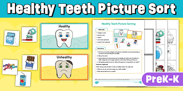 Prekindergarten Healthy Teeth Picture Sorting Activity