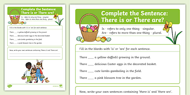 Complete the Sentence: There is or There are? Worksheet