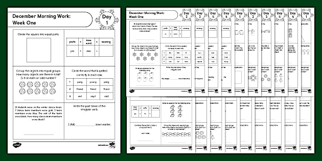 Second Grade December Morning Work Bundle - Twinkl