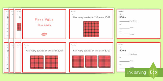 Place Value Task Cards | Year 2 and 3 (teacher made)