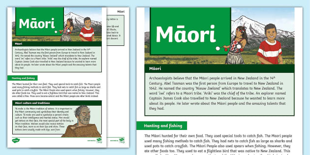 Reading Comprehension Homework Week 20 Maori 3rd/4th Class