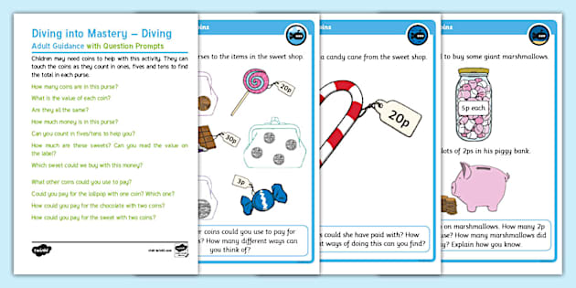 Year 1 Diving into Mastery: Counting in Coins Activity Cards