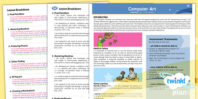 Computing: Computer Art Year 2 Overview CfE (teacher made)