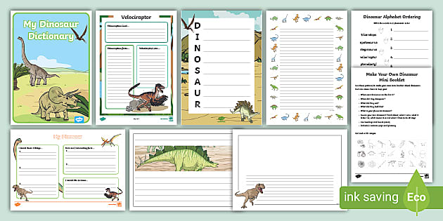 Dinosaur Themed Writing Activity Pack (Hecho por educadores)