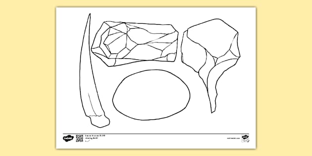 Stone Age Tools Colouring Page (teacher made) - Twinkl