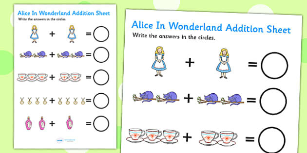 Alice in Wonderland Addition Sheet (professor feito)