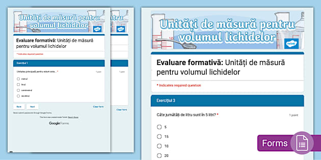 Unități de măsură pentru volumul lichidelor Evaluare clasa 3