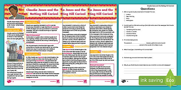 UKS2 Claudia Jones and the Notting Hill Carnival - Twinkl