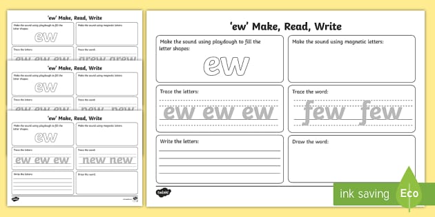 'ew' Sound Make Read Write Activity Mat (teacher made)