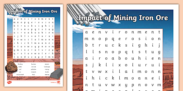Impact of Mining Iron Ore - Word Search (teacher made)