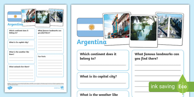 Argentina Fact File Template (teacher made) - Twinkl