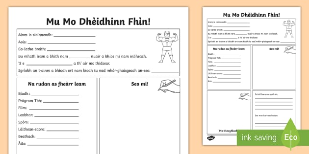 Getting to Know You Facts Worksheet Gaelic (teacher made)
