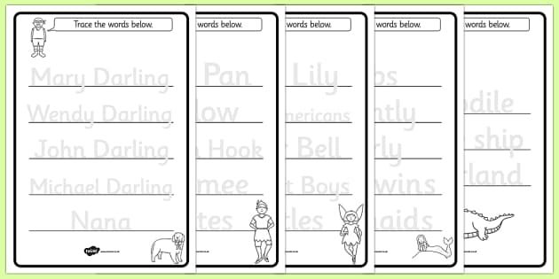 Trace the Words Worksheets to Support Teaching on Peter Pan - worksheet