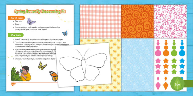 Butterfly Decorating Craft Template (teacher made) - Twinkl
