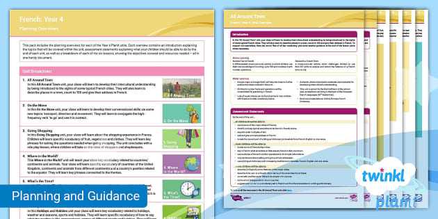 FREE! - French: Year 4 Planning Overviews (teacher made)