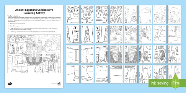 Ancient Egyptians Collaborative Colouring Activity - Twinkl