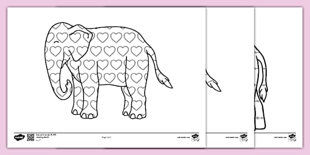 Elmer the Elephant Template Pack - Patterns Colouring Sheets