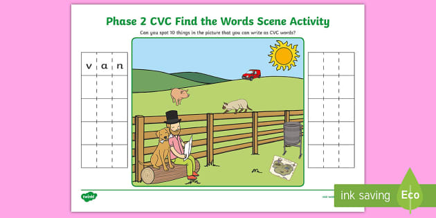 Phase 2 CVC Find the Words Scene Activity (teacher made)