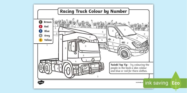 FREE! - Racing Truck Colour by Number (Teacher-Made)