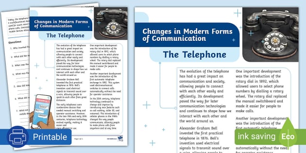 Changes in Modern Forms of Communication – The Telephone
