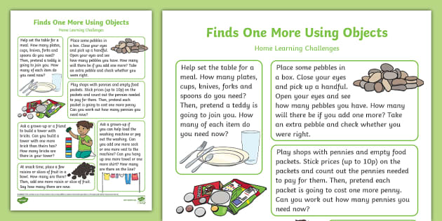 👉 EYFS Finds One More Using Objects Home Learning Challenges 👉 EYFS Finds One More Using Objects Home Learning Challenges